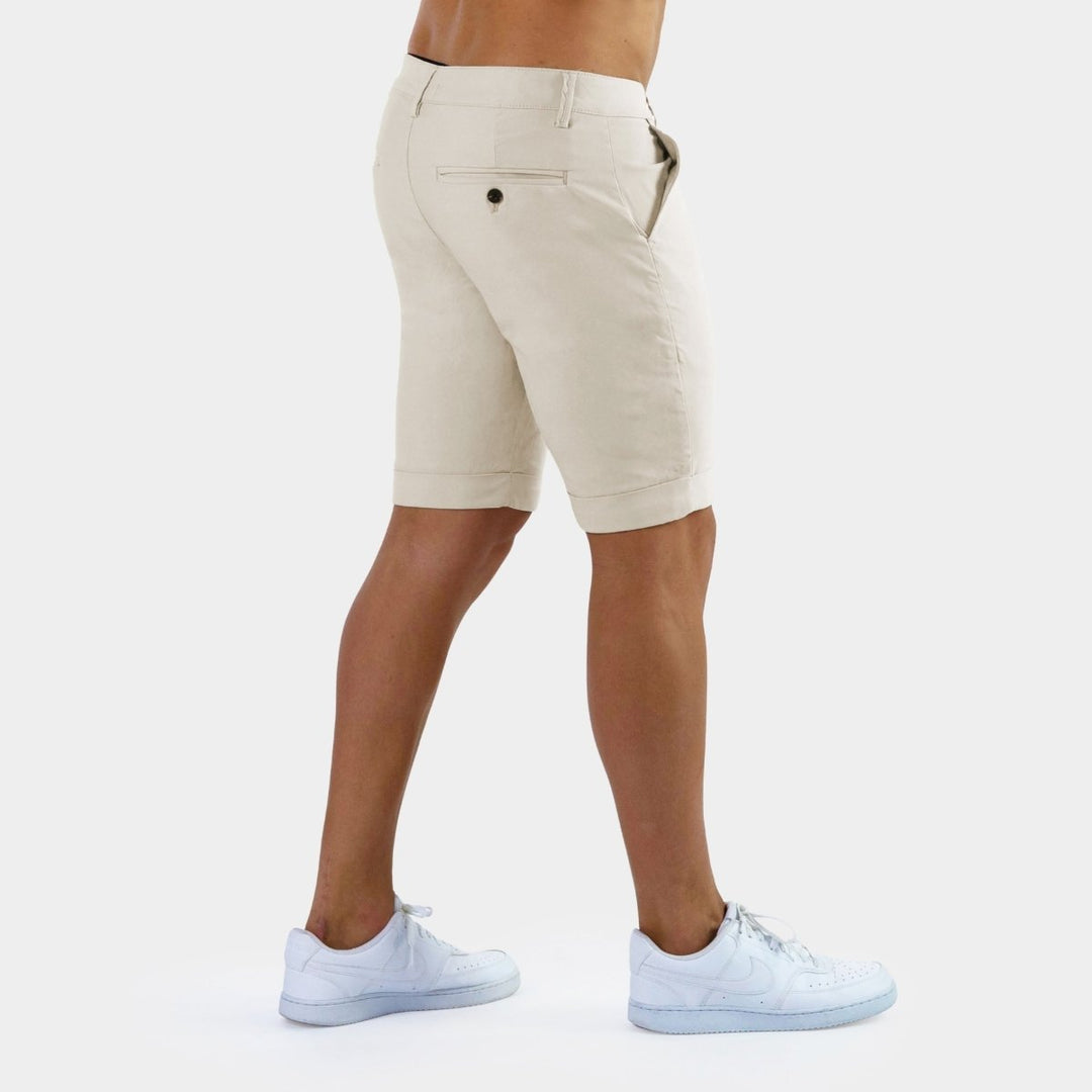 Mens Cream Chino Shorts | Mens Stretch Slim Cream Shorts | Kojo – Kojo Fit
