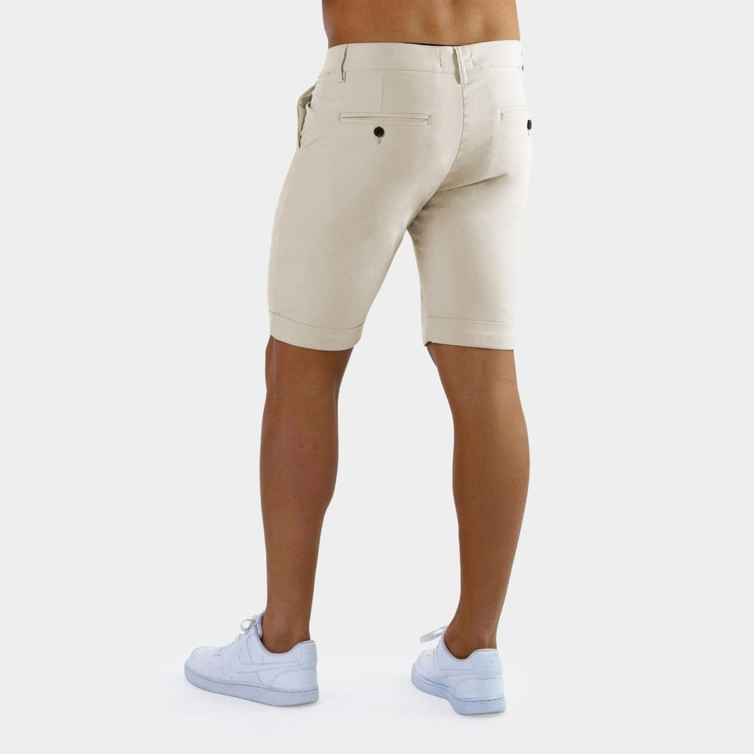 Mens Cream Chino Shorts | Mens Stretch Slim Cream Shorts | Kojo – Kojo Fit