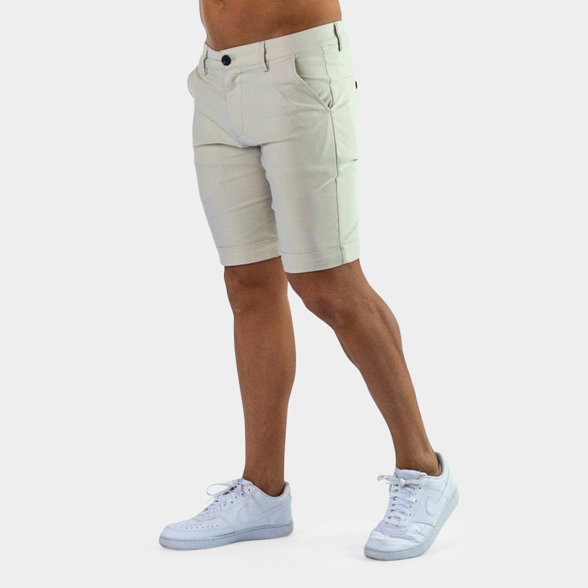 Mens Cream Chino Shorts | Mens Stretch Slim Cream Shorts | Kojo – Kojo Fit