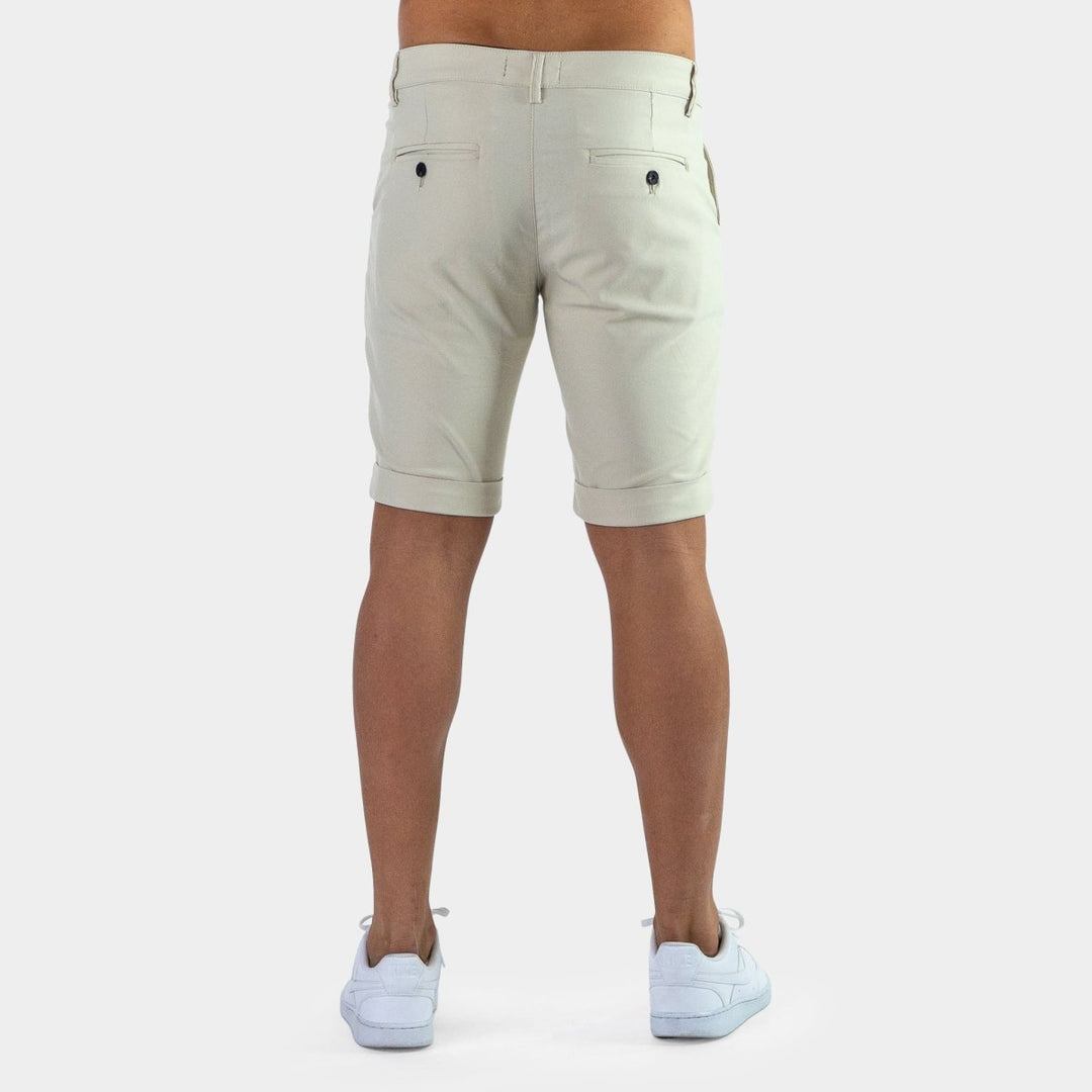 Mens Cream Chino Shorts | Mens Stretch Slim Cream Shorts | Kojo – Kojo Fit