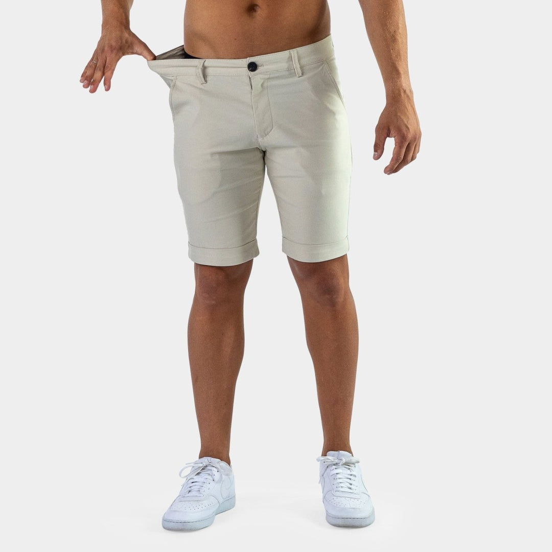 Mens Cream Chino Shorts | Mens Stretch Slim Cream Shorts | Kojo – Kojo Fit